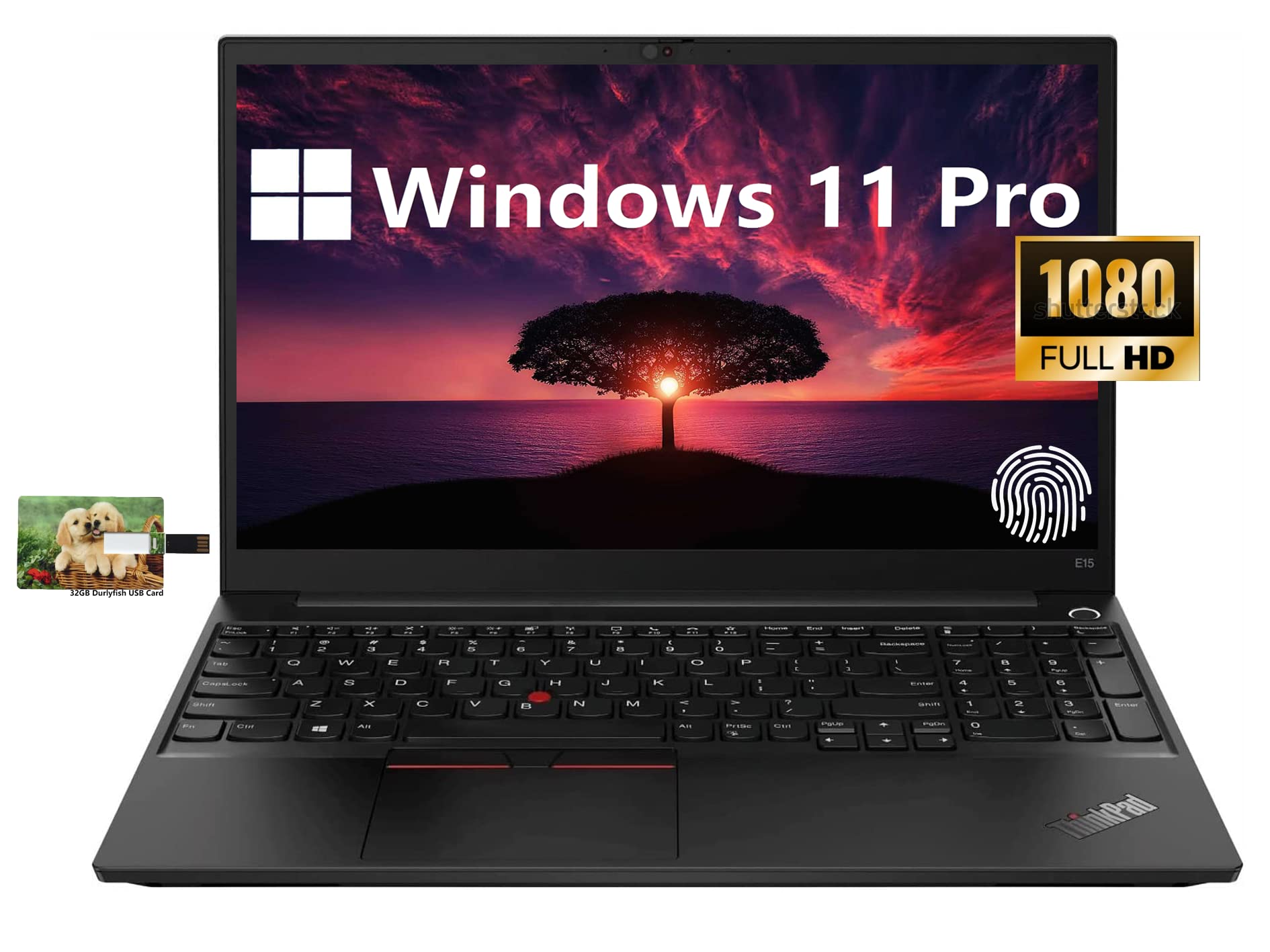 New Lenovo ThinkPad E15 Business Laptop, 15.6" FHD Display, Core i5-1135G7(Beat i7-10510U), Windows 11 Pro, 16GB RAM 512GB SSD,32GB Durlyfish USB Card