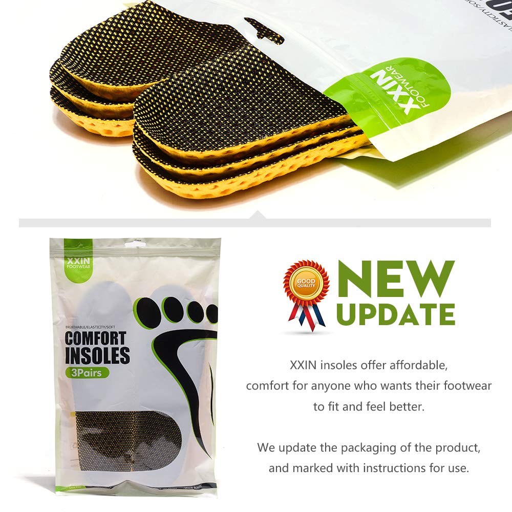 3 Pairs Breathable Water Sports Shoes Inserts Replacement Insoles for Men (US8-11)