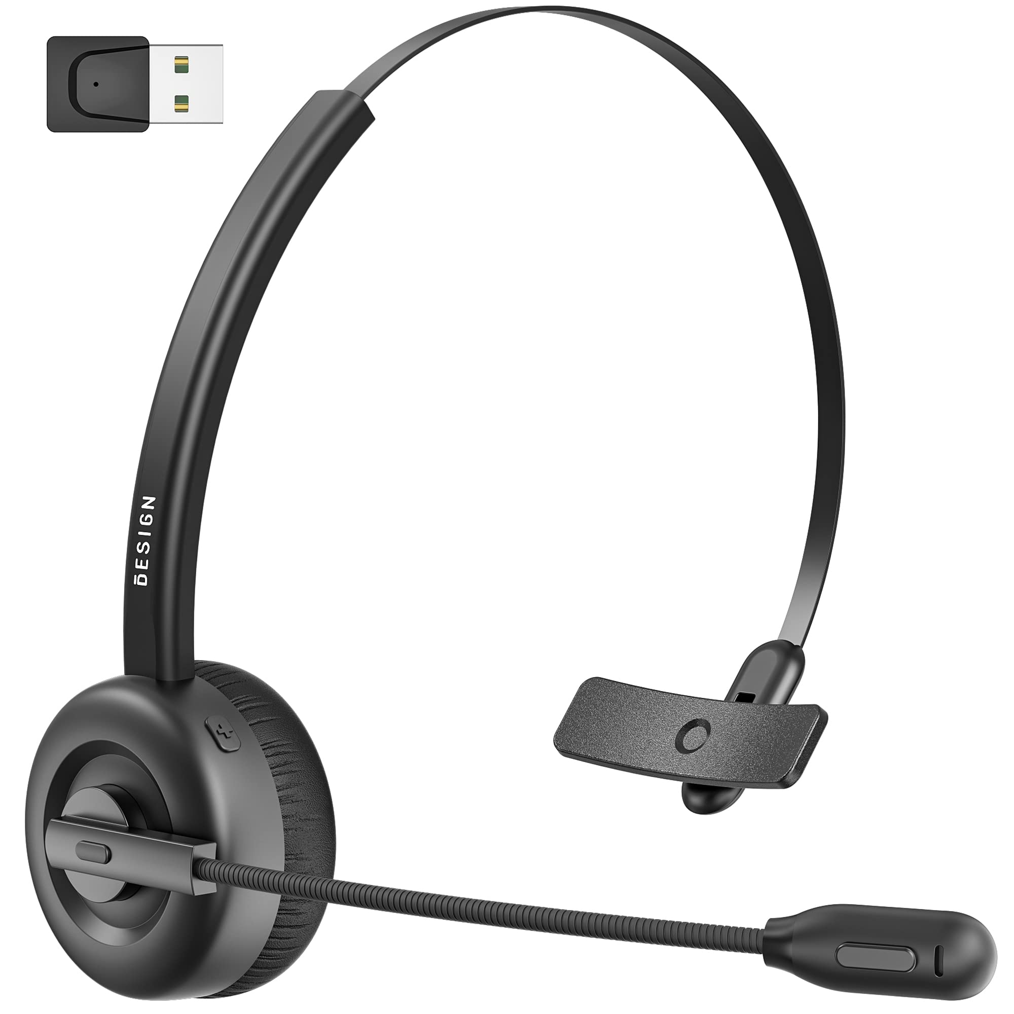 BESIGN BHF02 Pro Bluetooth Handsfree Headset (Headset with USB Adapter for PC, Black)
