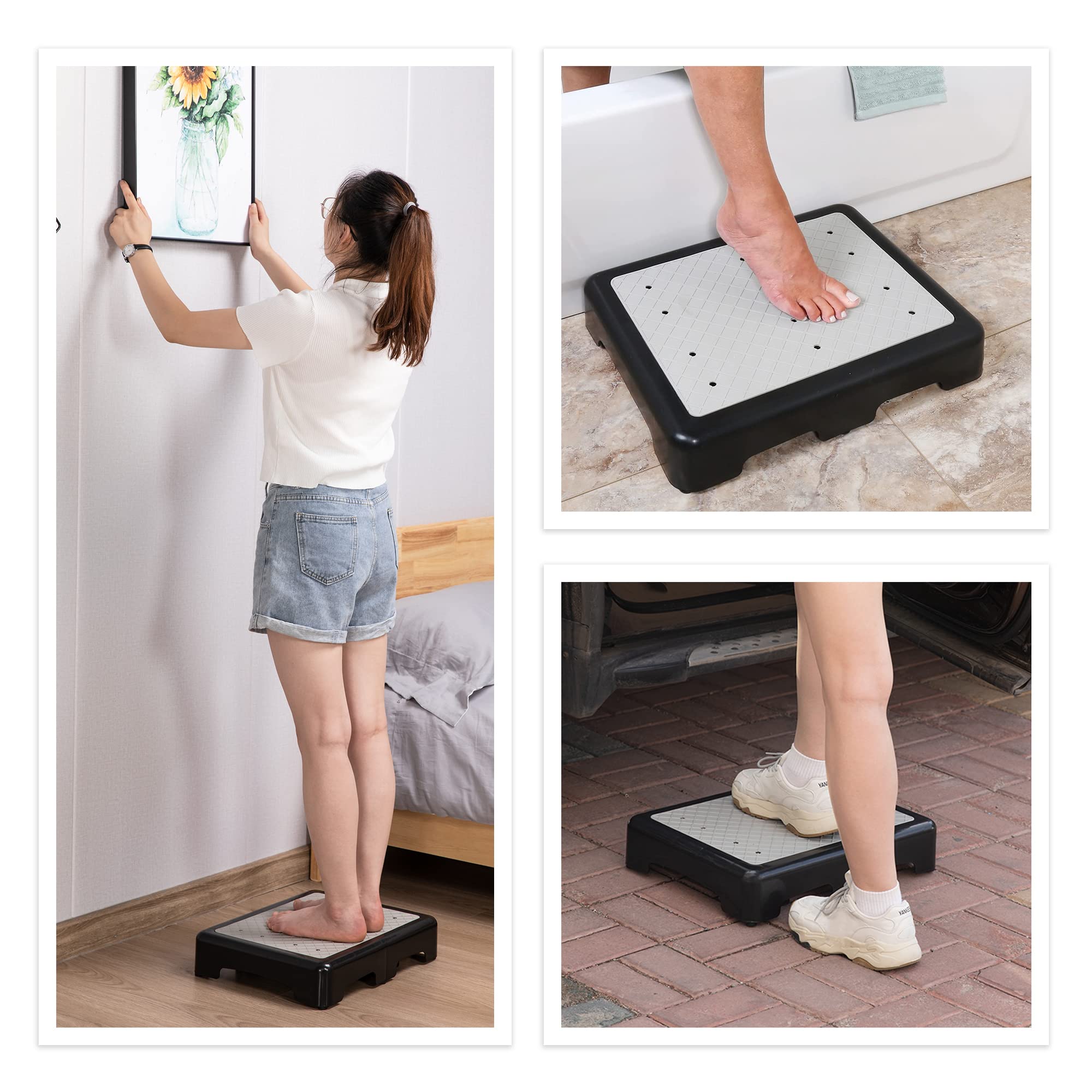 Wefaner Platform Step Stool Bed Step Non-Slip Rubber Stair Riser Portable Anti-Fall Safety Platform for Elderly and Adults