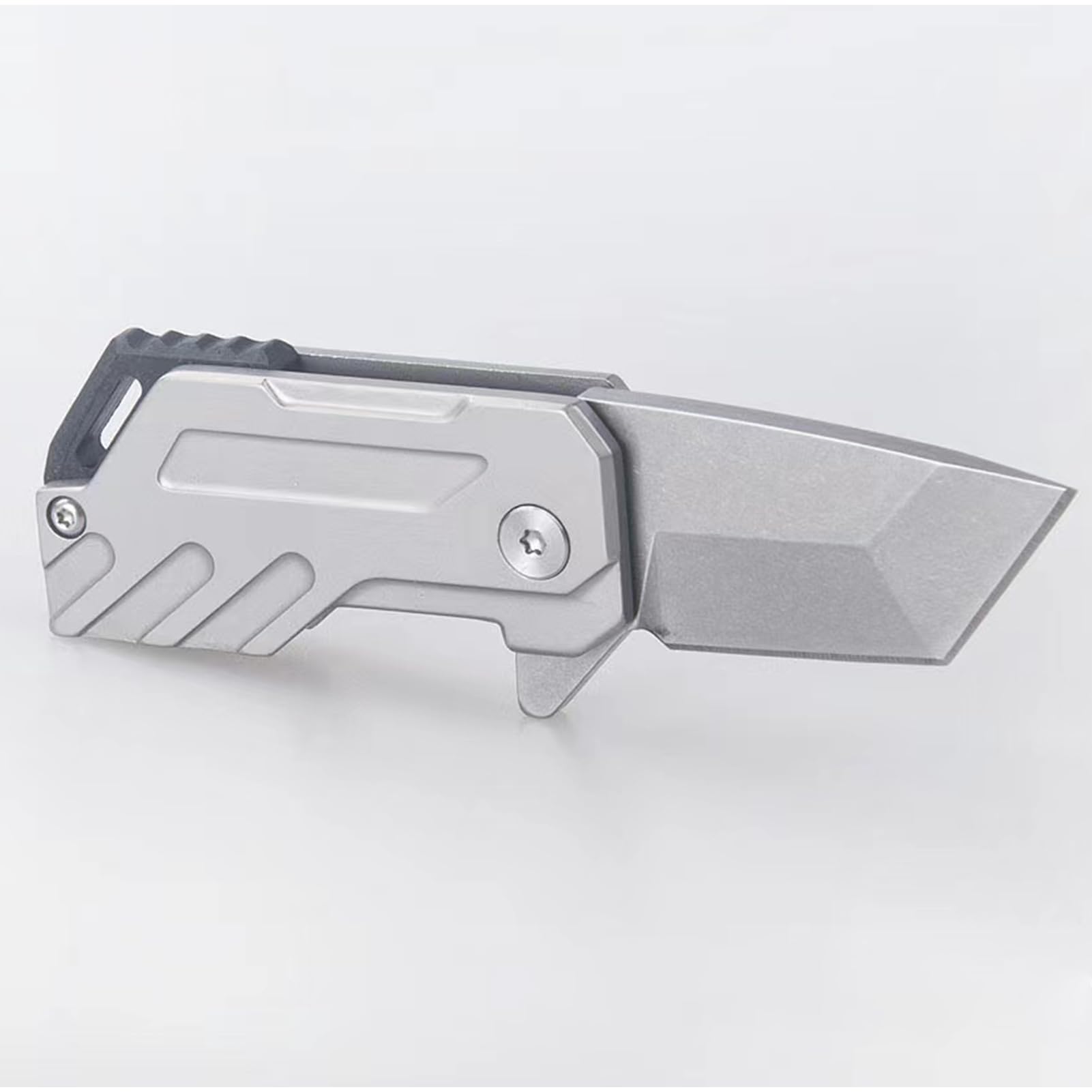 ESaure Mini Flipper Pocket Knife (TK22), 1.57 Inch D2 Stainless Steel Blade with Stone Washed Technique, Everyday Utility Knife with G10 Lanyard Hole, 3.24 oz, Silver.