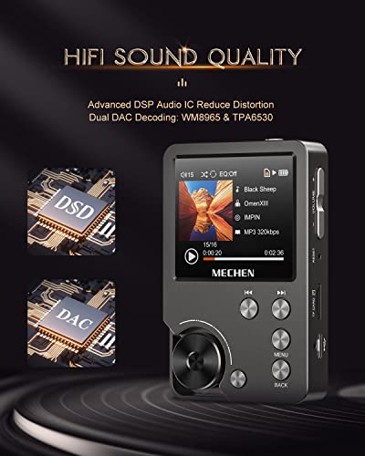 MP3 Player, MECHEN Lossless DSD High Resolution Portable Digital Audio Music Player with 64GB Memory Card, HiFi Lossless Audio Player,Support up to 256GB