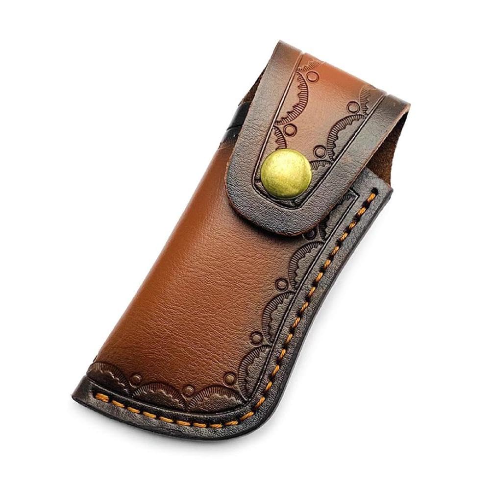 Pocket Knife Sheath Handmade Pouches Leathers Knife Holsters Folding Knife Holder Outdoor Carry Sheath Tool Easy to Use Pocket Knife Sheath Holder Durable