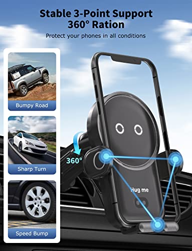 Wireless Car Charger, BENBOAR 15W Fast Charging Kharly Car Phone Holder, [Hug me] Astronaut Smart Sensor Auto-Clamping Phone Mount Car Air Vent Stand for iPhone Samsung Google LG etc Smartphones,Black