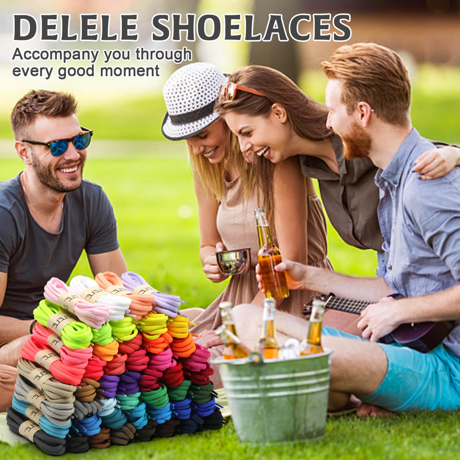 DELELE 2Pair Oval Shoes laces 42 Colors Half Round 1/4" Athletic ShoeLaces for Sport/Running Shoes Shoe Strings Black -45 inch