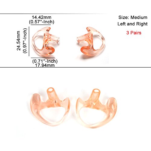 HYS Replacement Soft Silicone Ear Buds Medium Earmold for Walkie Talkie Air Acoustic Earpiece Headset (Pack of 3 Pairs)