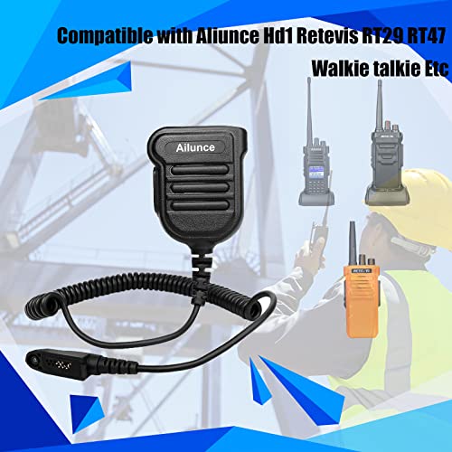 Ailunce HD1 Shoulder Speaker Microphone IP55 Anti-Splash 3.5mm Audio Jack Compatible with HD1 Retevis RT29 RT48 RB23 RT47 RB46 RT47V RT87 RT83 RT82 Walkie Talkie (1 Pack)