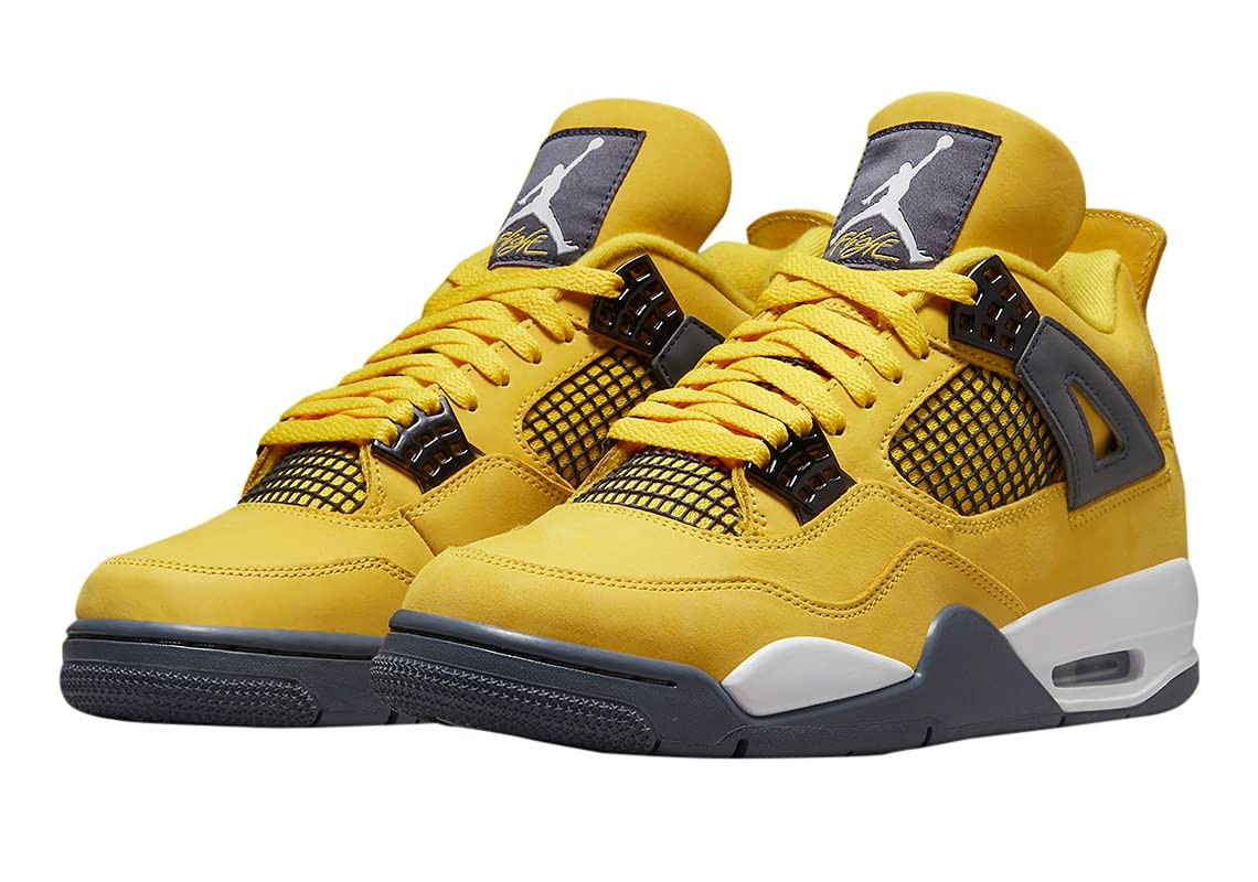 Nike Jordan Mens Air Jordan 4 Retro CT8527 700 Lightning 2021 - Size 10.5, CT8527-700, Tour Yellow/Dark Blue Grey