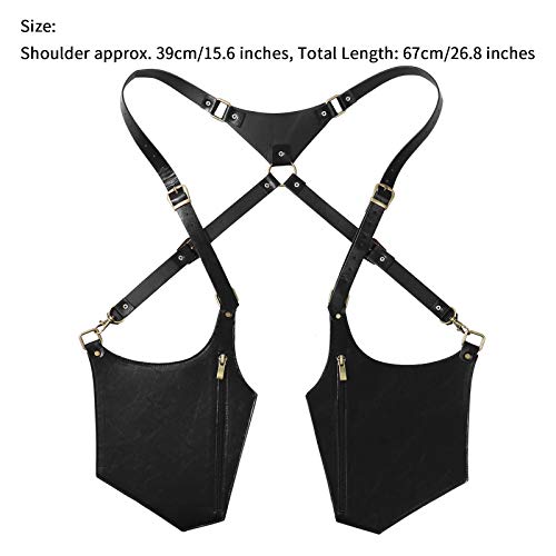 Alvivi PU Leather Under Arm Shoulder Holster Wallet Travel Bag Belt Anti-Theft Hidden Underarm Strap Wallet Pocket Outdoor Black A One Size