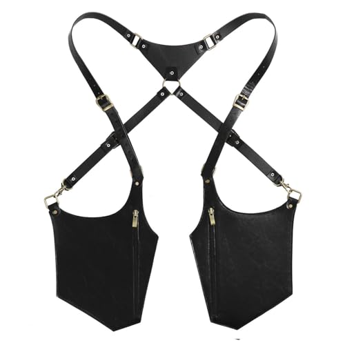 Alvivi PU Leather Under Arm Shoulder Holster Wallet Travel Bag Belt Anti-Theft Hidden Underarm Strap Wallet Pocket Outdoor Black A One Size