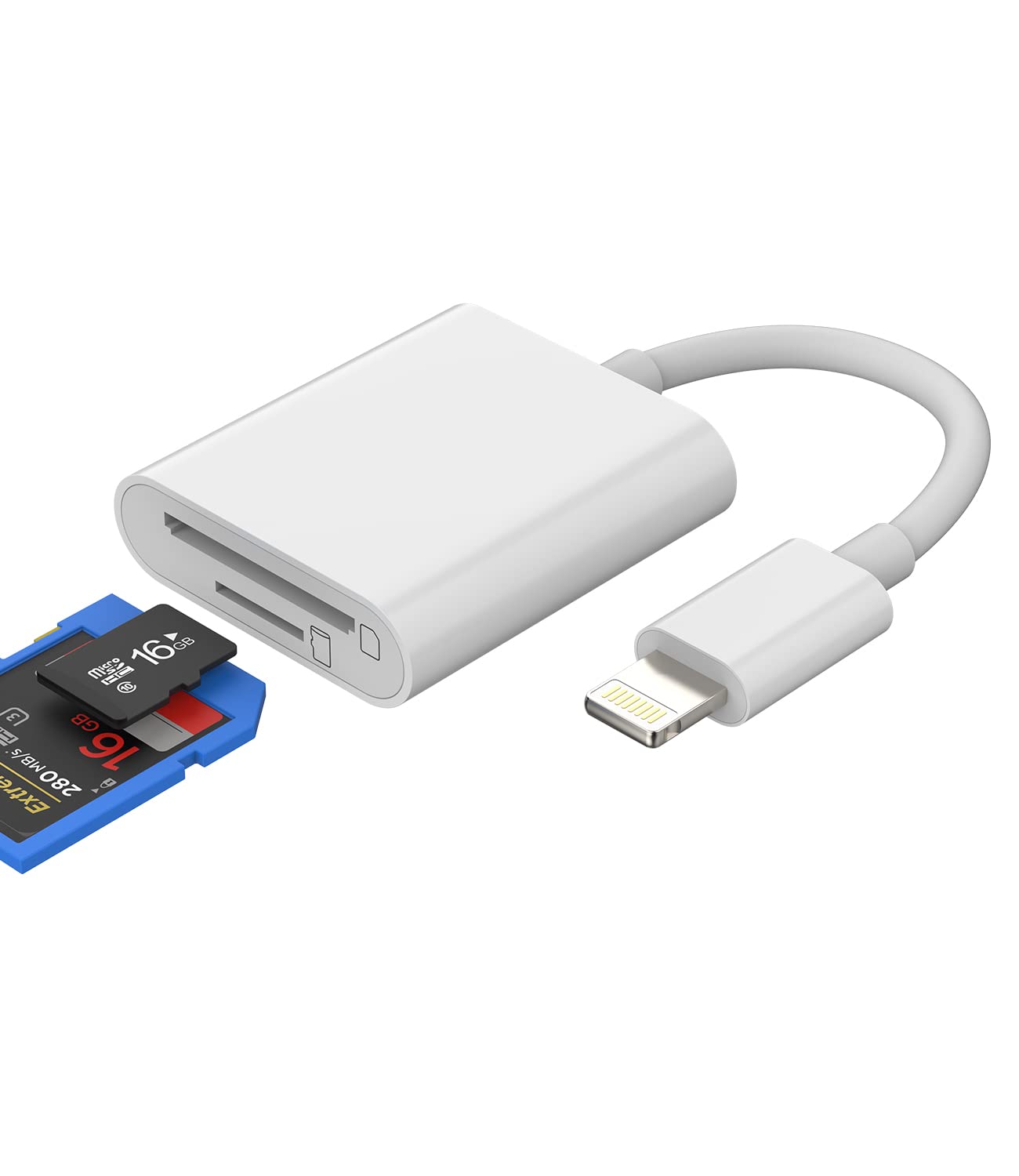 Micro SD Card Reader Adapter Accessories Iphone Camera Memory TF Lightning Compact Flash Photo Viewer Compatible for 13 12 11 Pro Max X XS XR 8 7 6plus Ipad Air Mini 2021 2020 2019 Apple MFI Certified
