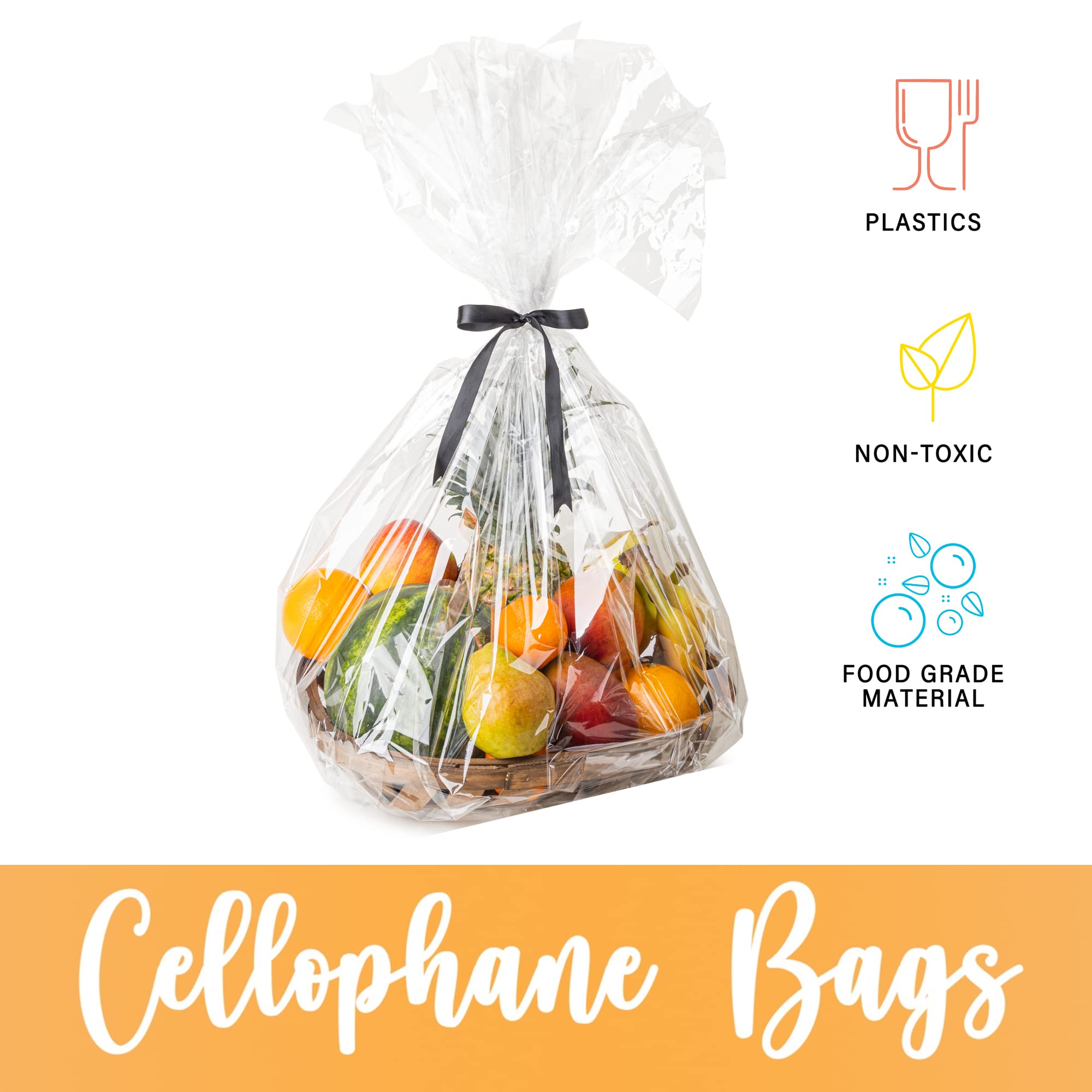 50 Pcs 18x30 Clear flat Cello/Cellophane Treat Bags for Gift Wrapping, Bakery, Cookie, Candies, Dessert, Gift Baskets, Presents, Weddings, Party Favors Packaging. (18x30)
