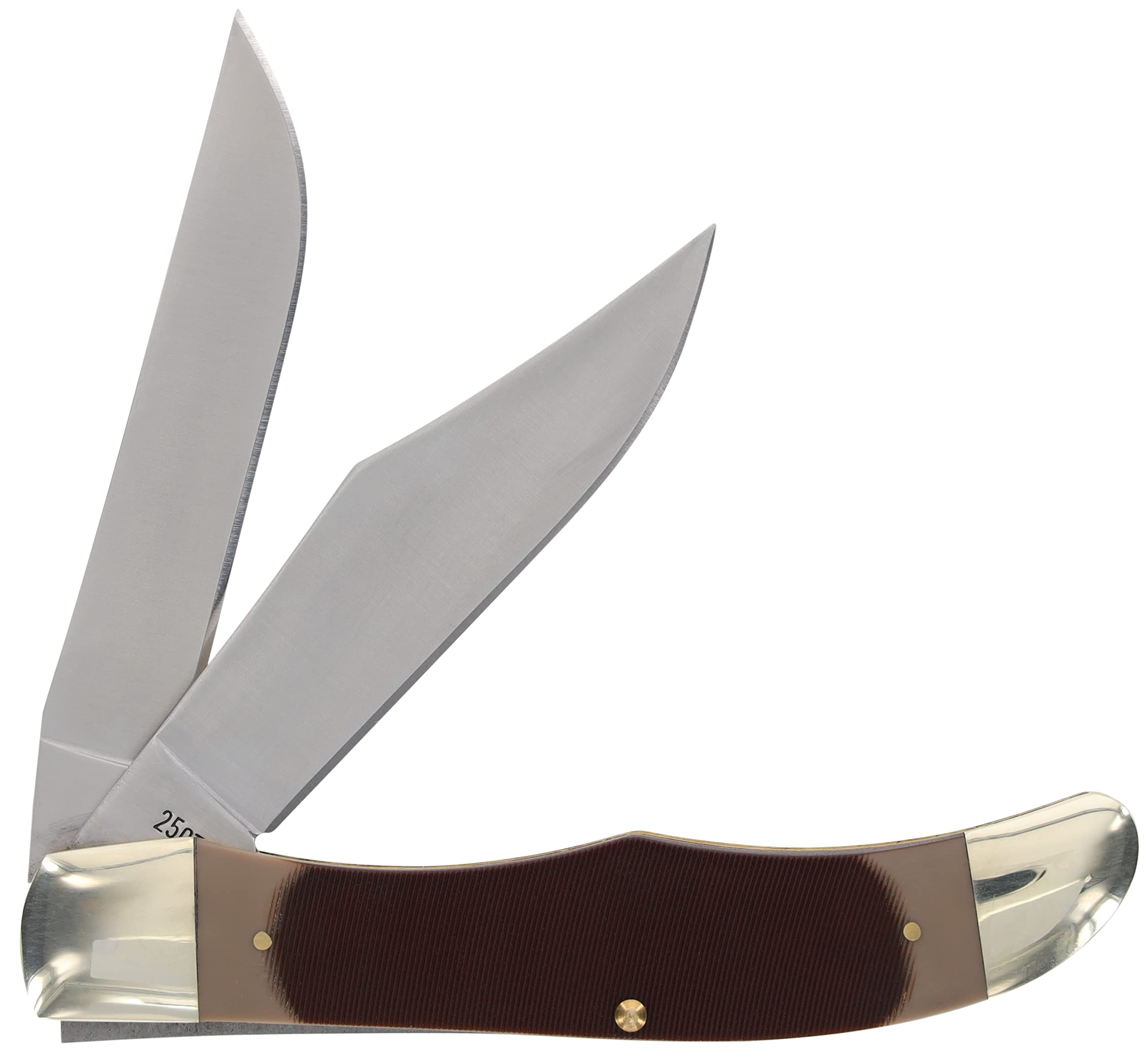 Old Timer 25OT Folding Hunter 9.3in Traditional Folding Pocket Knife with 2 High Carbon SS Blades, Ergonomic Sawcut Handle, and Leather Belt Sheath for EDC, Hunting, Camping, Whittling, and Outdoors