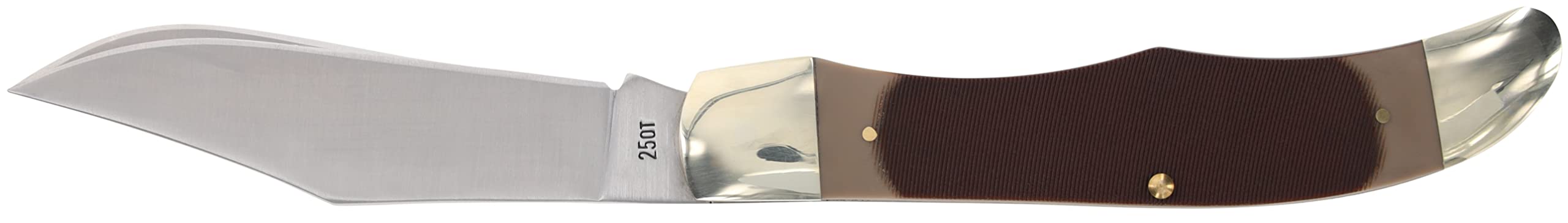 Old Timer 25OT Folding Hunter 9.3in Traditional Folding Pocket Knife with 2 High Carbon SS Blades, Ergonomic Sawcut Handle, and Leather Belt Sheath for EDC, Hunting, Camping, Whittling, and Outdoors