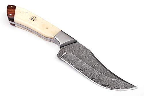 Bushcraft Knife- Handmade Hunting Knife Skinning Knife Camping Knife Overall 8'' Damascus Steel Fixed Blade Knives Best Edc Knife Bone Handle With Sheath
