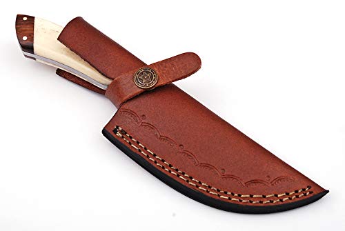 Bushcraft Knife- Handmade Hunting Knife Skinning Knife Camping Knife Overall 8'' Damascus Steel Fixed Blade Knives Best Edc Knife Bone Handle With Sheath