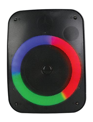 Naxa NDS-4003 Portable Bluetooth Speaker with Circular Disco Lights, Up to 2 Hours Play Time, FM Tuner, USB Port, MicroSD Card Slot, and 3.5mm Input, Black