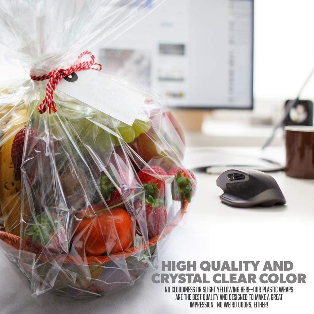 50 Pcs 18x30 Clear flat Cello/Cellophane Treat Bags for Gift Wrapping, Bakery, Cookie, Candies, Dessert, Gift Baskets, Presents, Weddings, Party Favors Packaging. (18x30)