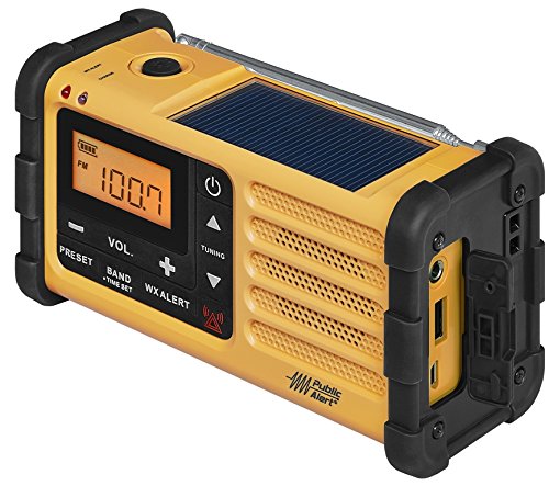 Sangean MMR-88 AM/FM/Weather+Alert Emergency Radio. Solar/Hand Crank/USB/Flashlight, Siren, Smartphone Charger yellow