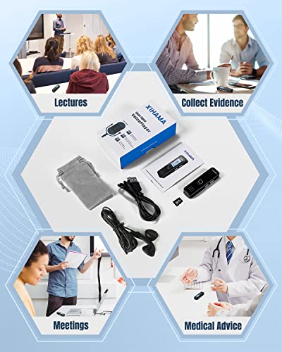 64GB Mini Voice Recorder, Digital Voice Recorder Pocket Tape Recorder with Playback for Lectures, Meetings, XIHAMA 4608 Hours Handheld Audio Recorder with Microphone, USB Charge, Password