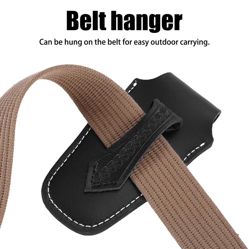 Pocket Knife Sheath, Folding Knife Cover Carved Leather Utility Knife Holster with Belt Clip for Camping Hunting Jungle