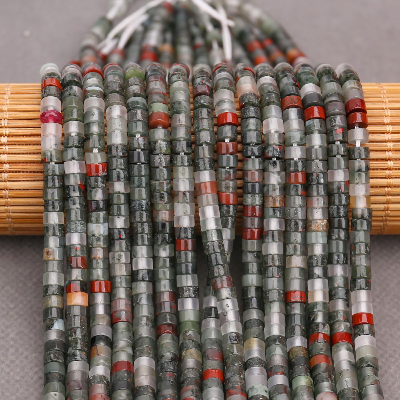 150PCs Natural Red Jasper Spacer Beads, Loose Semi Precious Flat Round Gemstone Heishi Disc Stone Beads for Beading Jewelry Making 4mm*2mm 38cm