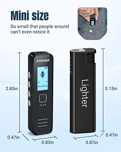 64GB Mini Voice Recorder, Digital Voice Recorder Pocket Tape Recorder with Playback for Lectures, Meetings, XIHAMA 4608 Hours Handheld Audio Recorder with Microphone, USB Charge, Password
