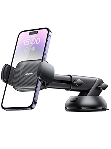 UGREEN Car Phone Holder Mount Suction Cup Windshield Window Dashboard Cell Phone Holder Universal Compatible with iPhone 14 13 Pro Max, iPhone 12 11 Plus SE XS XR 8 7 6 6S Smartphone Car Accessories