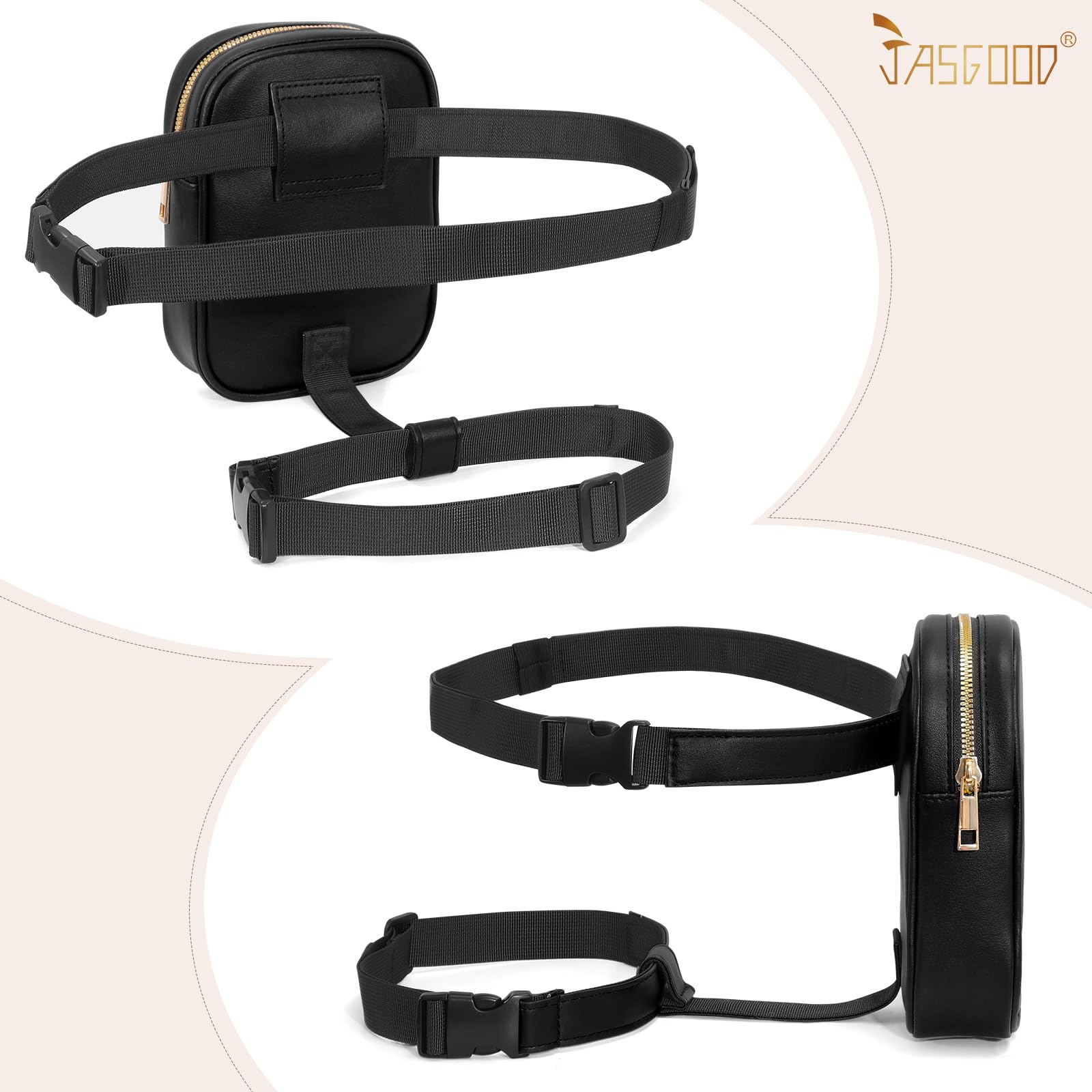 JASGOOD Thigh Harness Leg Bag Fanny Pack for Women Leg Purse Drop Leg Bag, A-Black