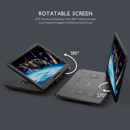 COOAU 17.9” Portable DVD Player with 15.6" HD Large Screen, Kids DVD Player with 6 Hrs Rechargeable Battery, Regions Free, High Volume Stereo Speakers, Support AV in&Out/USB/SD Card (Black)