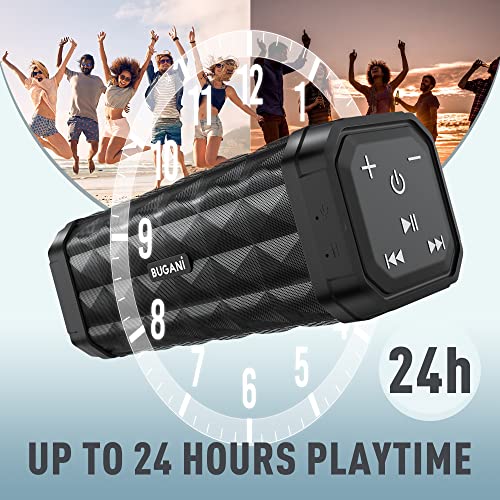 BUGANI Bluetooth Speaker M99 Portable Bluetooth Speaker 5.0, 100ft Wireless Range, Louder Volume, Stereo Sound, Amazing Bass, IPX5, Built-in Mic, Speaker for Home, Outdoors and Travel