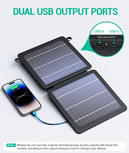 BLAVOR 10W Portable Solar Charger(5V/2A Max), Waterproof IP65 Foldable Solar Panel with Dual Smart USB Output Compatible with iPhone Xs/X/8/7, iPad, Samsung for Outdoor Hiking Camping Backpacking