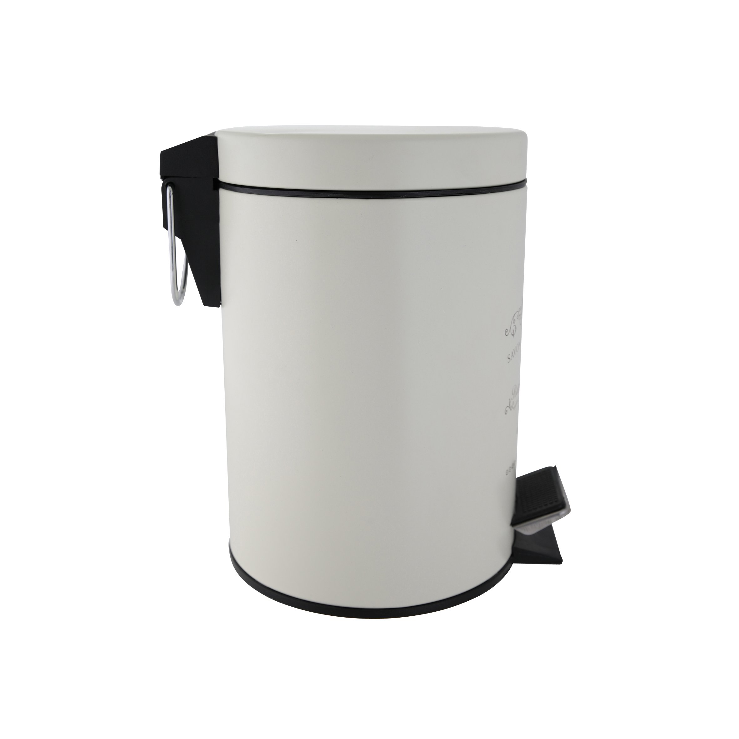 axentia Cosmetic Bin “Paris”, Dustbin Stainless Steel as Bathroom Accessory, Waste Bin with 3 litres Volume, Pedal-Bin for Bathroom, Approx. Diameter 17 x 24.5 cm, Antique White