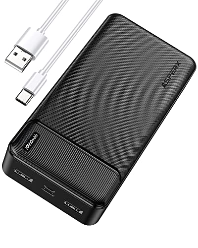 AsperX [ 5V 3A Fast Charging 20000mAh Portable Charger Power Bank [ USB C Out & in ] [ Dual USB A ] High-Speed Ultra Compact External Battery Pack for iPhone, Samsung, Android and More