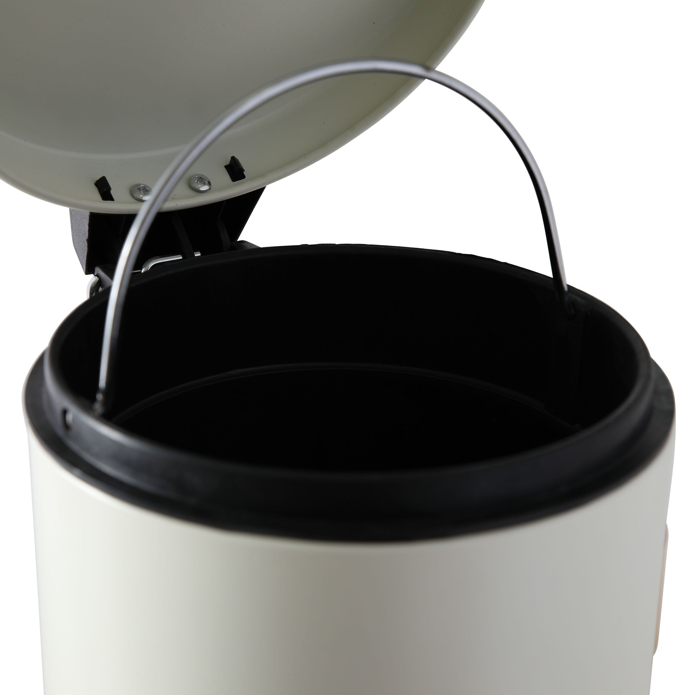 axentia Cosmetic Bin “Paris”, Dustbin Stainless Steel as Bathroom Accessory, Waste Bin with 3 litres Volume, Pedal-Bin for Bathroom, Approx. Diameter 17 x 24.5 cm, Antique White