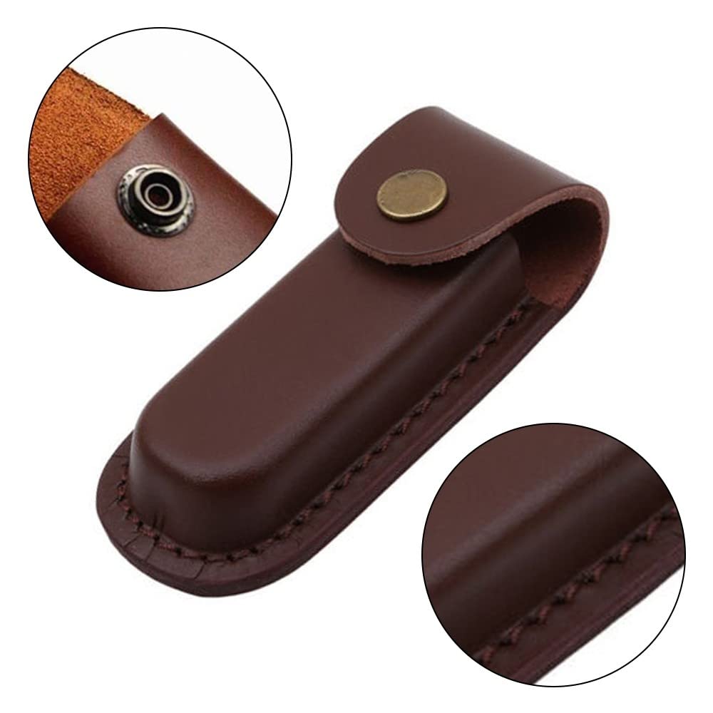 Knife Sheath, 4.7 '' Folding Knife Holster PU Leather Belt Knife Pouch for Outdoor Hunting Camping