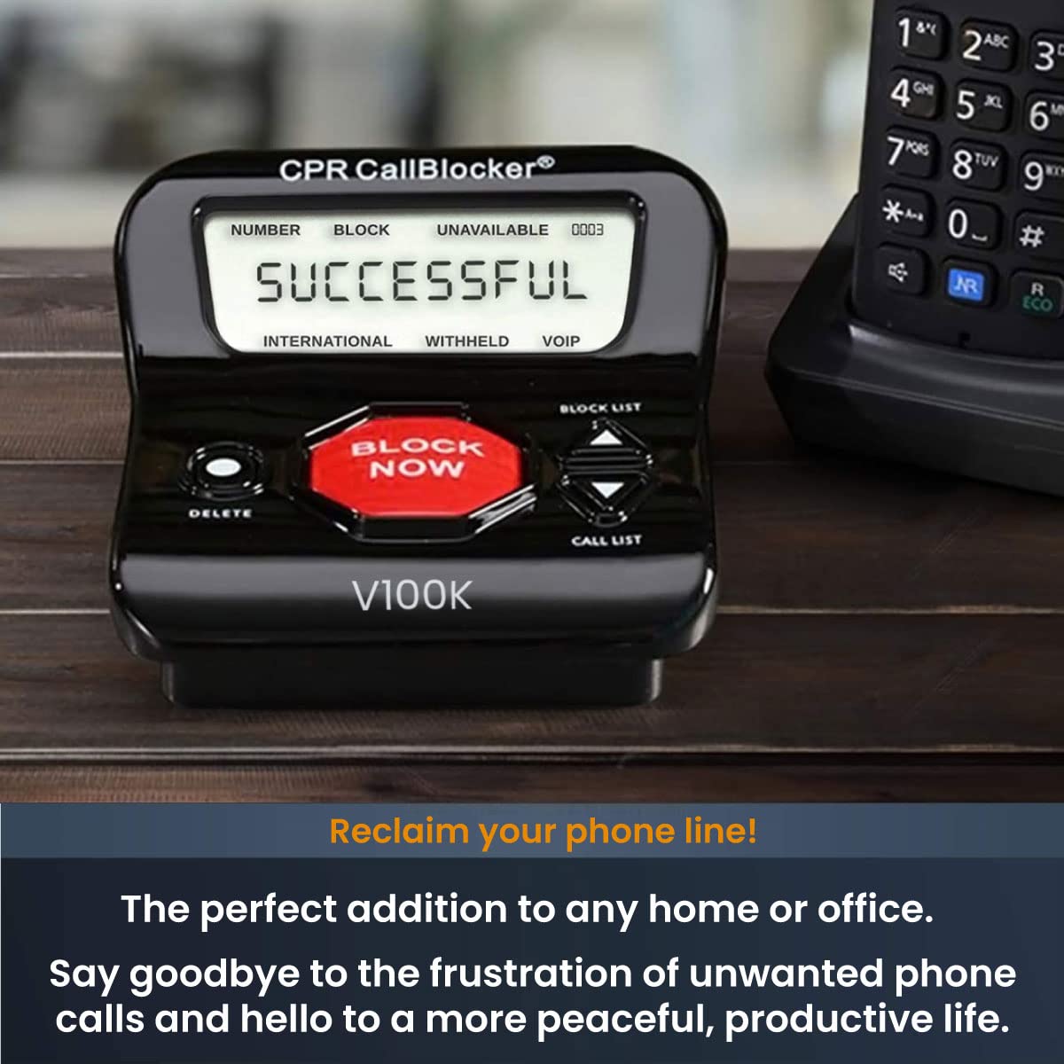 CPR V100K Spam Call Blocker for Landline Phones β Stop All Unwanted Calls at a Touch of a Button - Scam Call Blocker for Home Phones