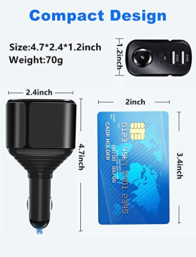 Cigarette Lighter Splitter Adapter, 210W 4 in 1 Cigarette Lighter USB Charger [PD3.0& DualQC3.0] Multi Port & Socket, 12V/24V Dual USB Type C Fast Car Charger Adapter for iPhone 14,Samsung,iPad