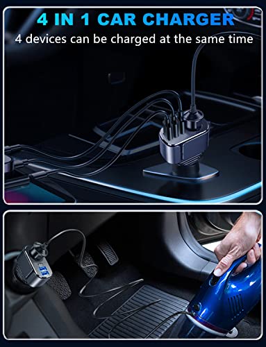 Cigarette Lighter Splitter Adapter, 210W 4 in 1 Cigarette Lighter USB Charger [PD3.0& DualQC3.0] Multi Port & Socket, 12V/24V Dual USB Type C Fast Car Charger Adapter for iPhone 14,Samsung,iPad