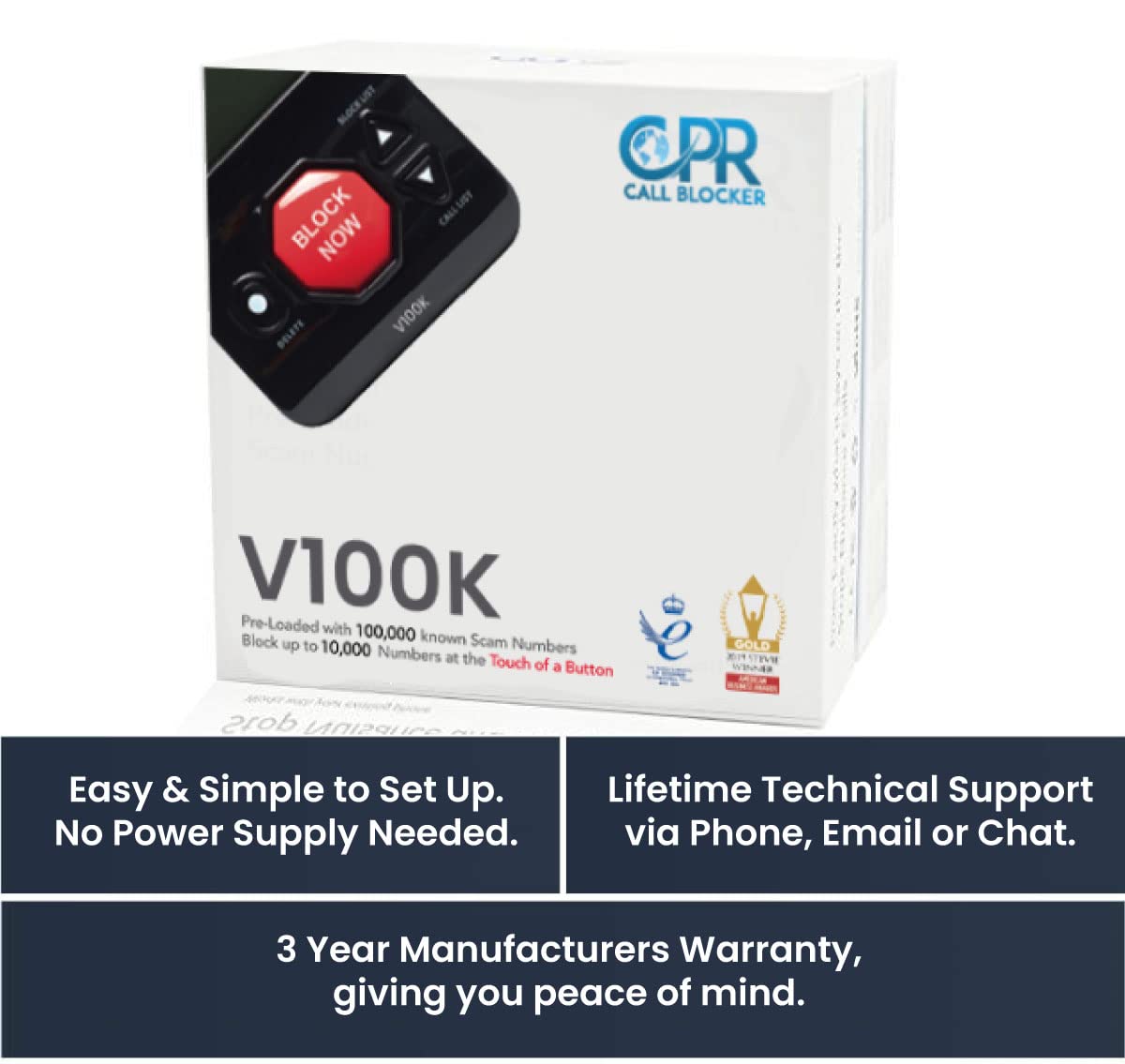 CPR V100K Spam Call Blocker for Landline Phones β Stop All Unwanted Calls at a Touch of a Button - Scam Call Blocker for Home Phones