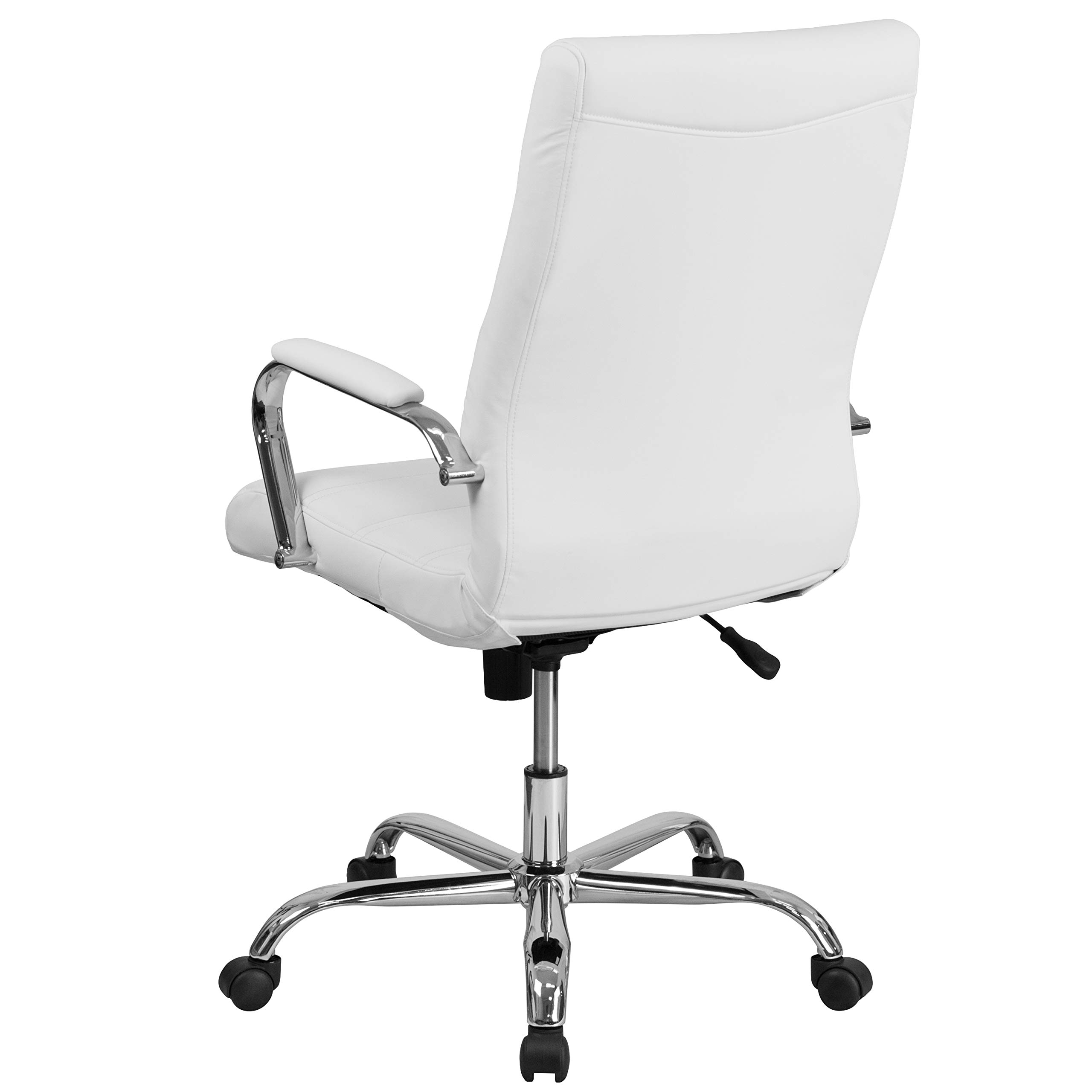 Flash Furniture Whitney High Back Desk Chair - White LeatherSoft Executive Swivel Office Chair with Chrome Frame - Swivel Arm Chair