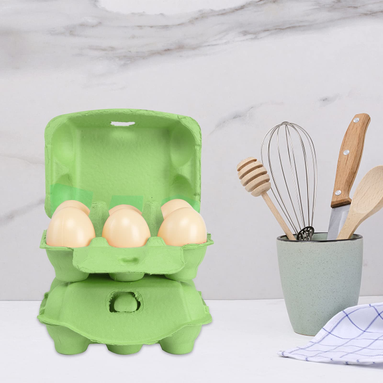 6 Count Egg Cartons for Chicken Eggs 20 Pack with Labels, Natural Pulp Paper Eggs Cartons Holds Bulk Blank Colorful Reusable Cardboard Pulp Egg Tray Half Dozen Egg Storing Cartons for Family Gifts