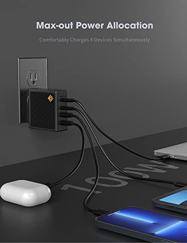 ππ₯π’π¦π GAN USB C Charger: 100W,96W,87W,85W,67W AC Adapter - 4 Port Fast Compact PD Wall Block - Type-C High Speed Charging Station - Travel Adapter for MacBook,Surface,Lenovo