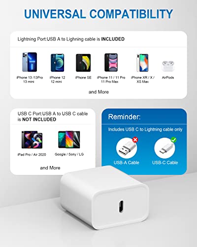 iPhone 11 12 13 Fast Charger【Apple MFi Certified】20W USB C Wall Charger Quick Charging PD Adapter with 6FT Type-C to Charging Cable Compatible with iPhone 13/12/11 Pro Max/Pro/Mini/iPad/AirPods/XR/XS