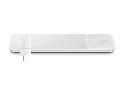 Samsung Electronics Wireless Charger Trio, Qi Compatible - Charge up to 3 Devices at Once - for Galaxy Phones, Buds, Watches, and Apple iPhone Devices, White (US Version)