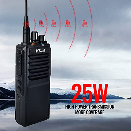 HYS 25Watt Super Long Range Handheld 16Channel 400-480Mhz UHF 4000mAh Battery Walkie-Talkie Two-Way Radio (2Pack of TC-H25W Black)