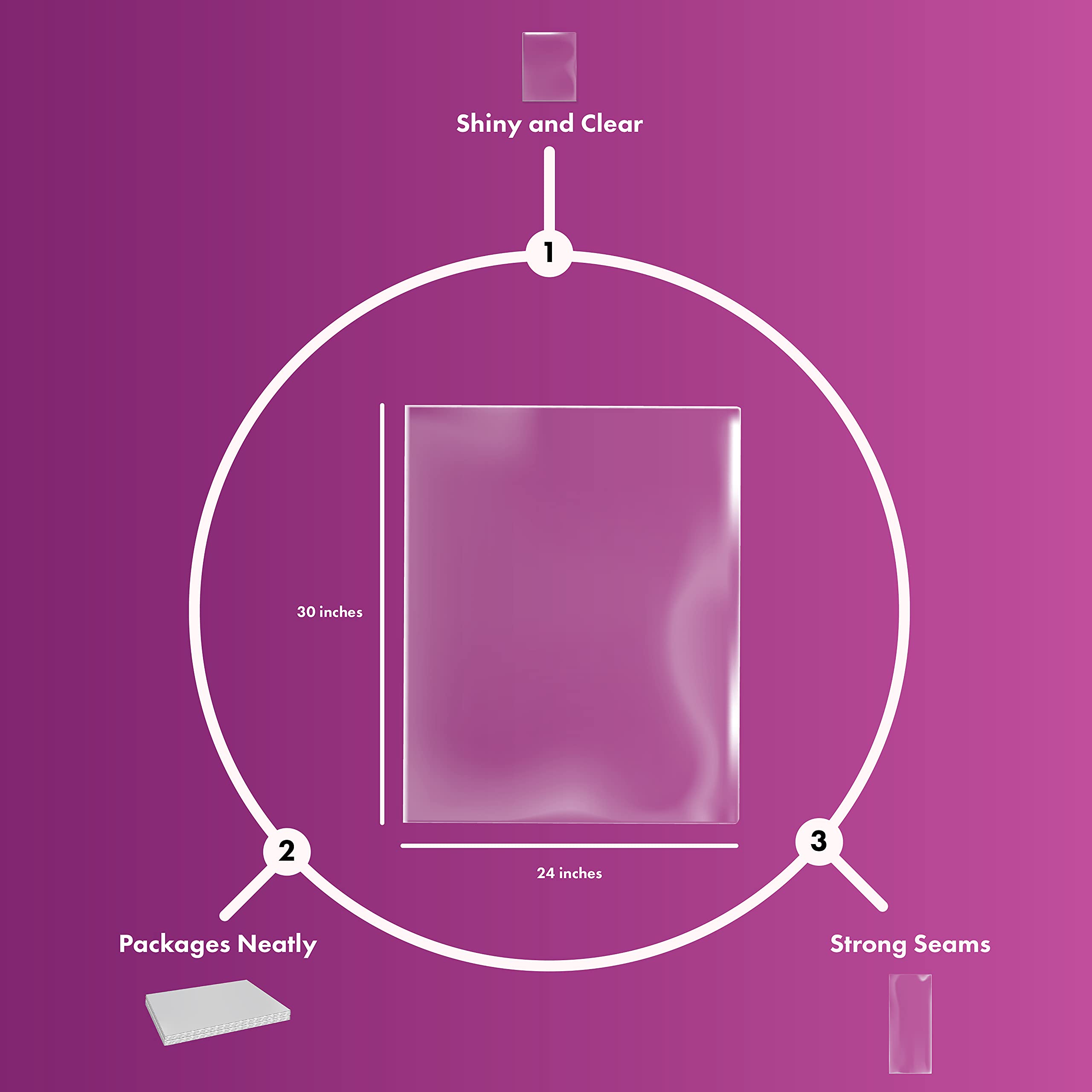 Purple Q Crafts Shrink Wrap Basket Bags 10 Pack For Gift Baskets Clear cellophane PVC Shrink Bags 24"X 30"