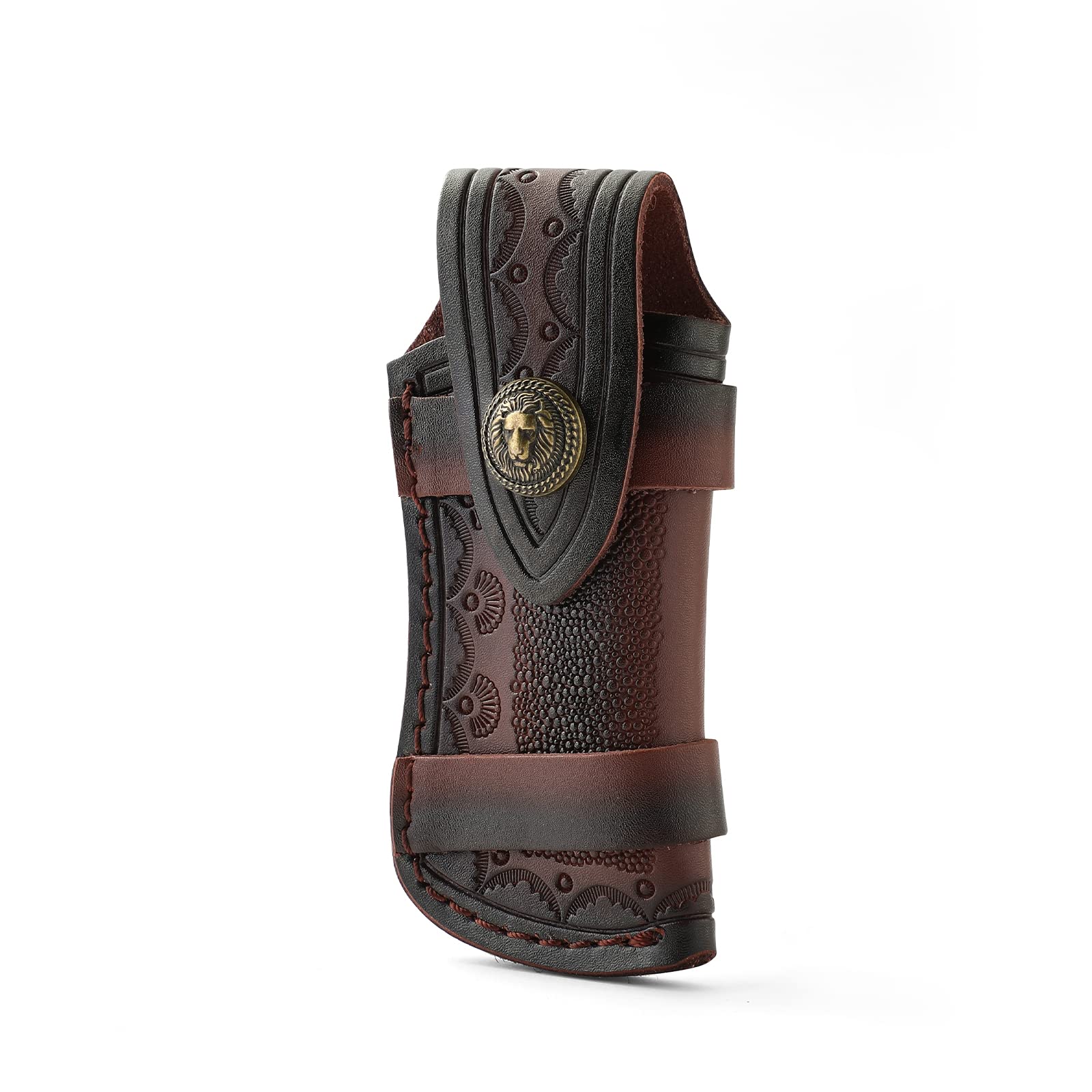Generic Leather Folding Knife Pouch with 4" Folding Knife Holster and Belt Ring