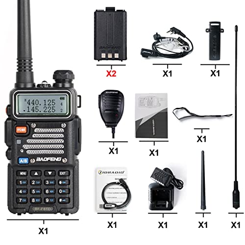BaoFeng Radio (Upgraded from BaoFeng UV-5R) 8Watt Ham Radio Handheld with Extra 1800mAh Battery and 771 Long Antenna Dual Band Walkie Talkies Two Way Radio Includes Full Kit