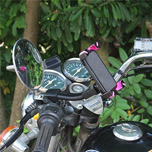 Motorcycle Electric Bicycle Cellphone GPS Mount Holder Compatible with 4.0-7.0inch smartphones iPhone Samsung (Pink)